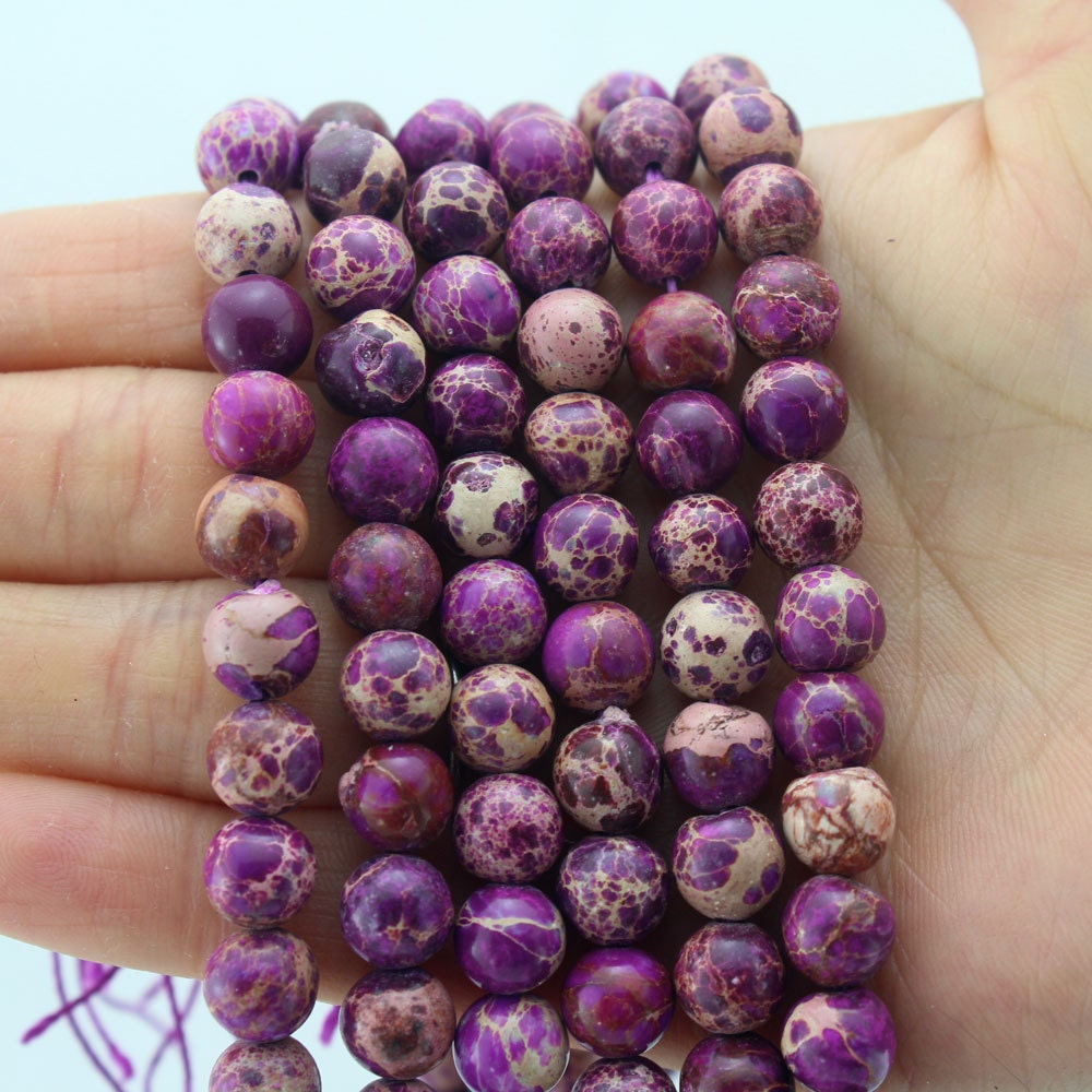 8mm High Quality Purple Imperial Jasper beads Sea Sediment | Etsy