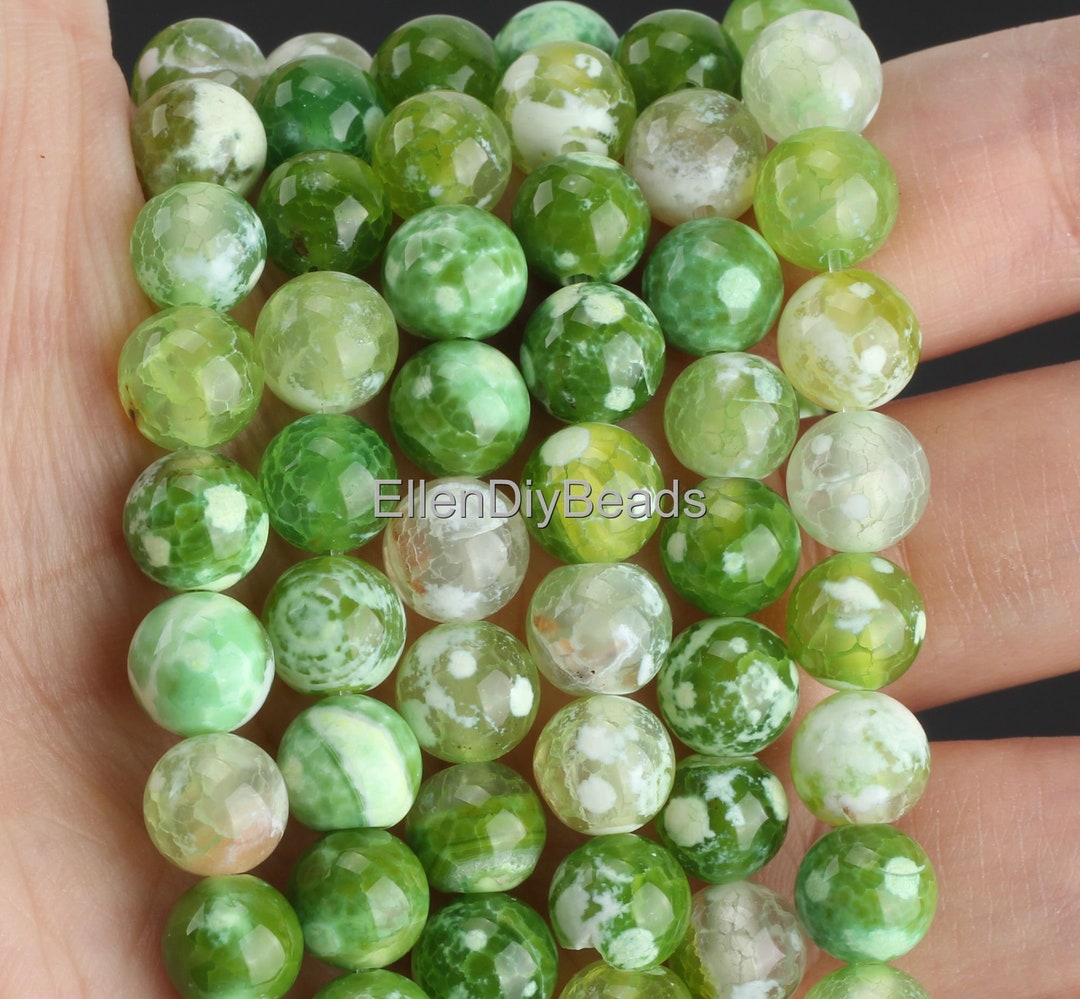6-10mm Light Green Fire Agate Beads,mixed Color Agate,wholesale Loose ...