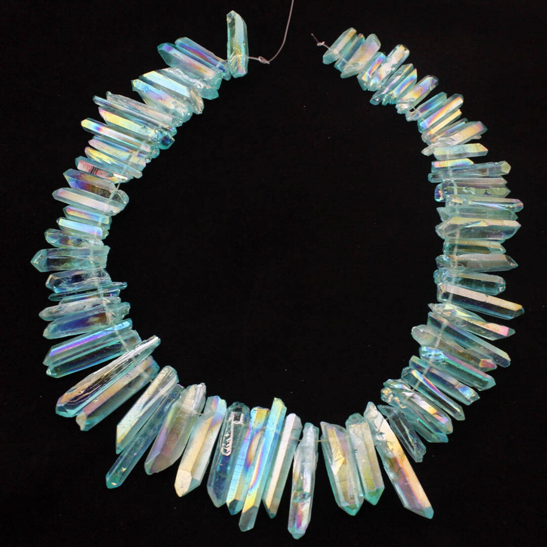 4-6x20-40mm Sky Blue Quartz Points Beads, Crystal Point Beads, Top ...