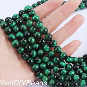 6/8/10/12mm Round Green Tiger Eye Stone Round Beads, Full Strand, Tiger ...