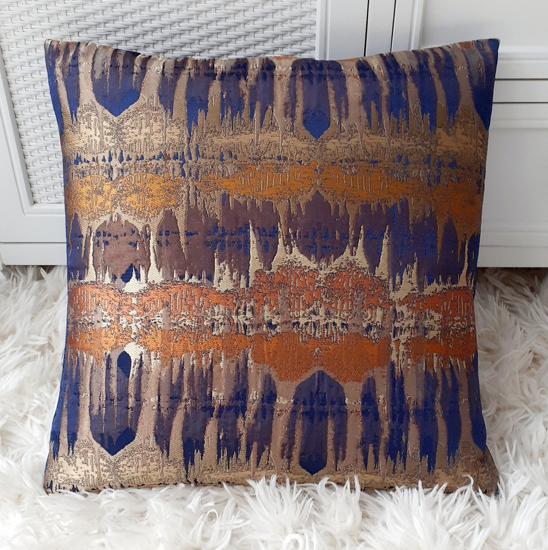 Metallic Sheen Inca Gold, Copper & Blue Bohemian Style Cushion Cover - Etsy