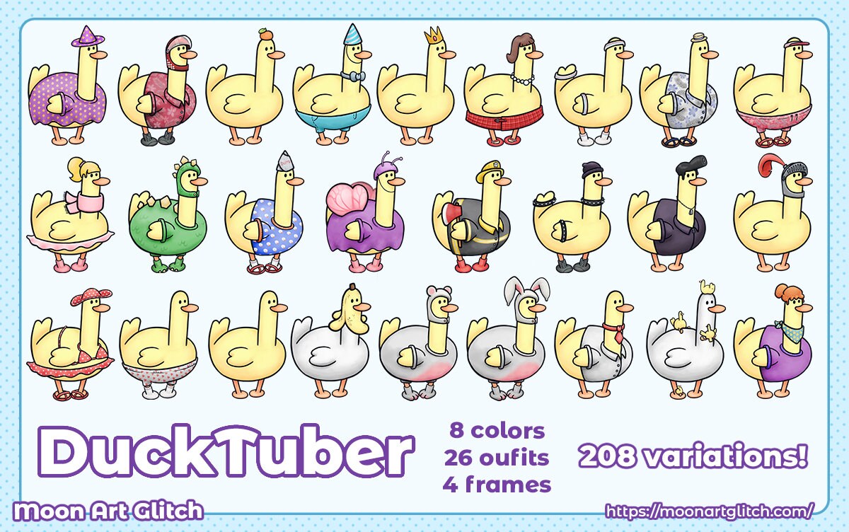 Pngtuber Duck Pato / 8 COLORS / 26 Oufits / Vtuber Avatar Streaming ...