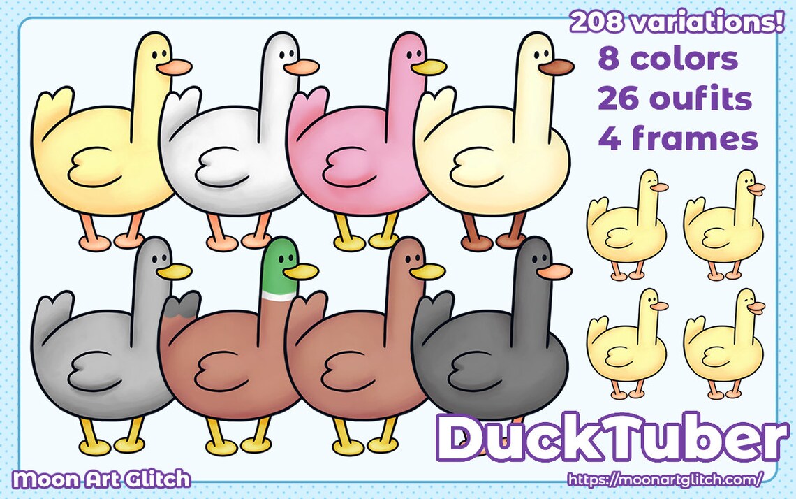Pngtuber Duck Pato / 8 COLORS / 26 Oufits / Vtuber Avatar Streaming ...