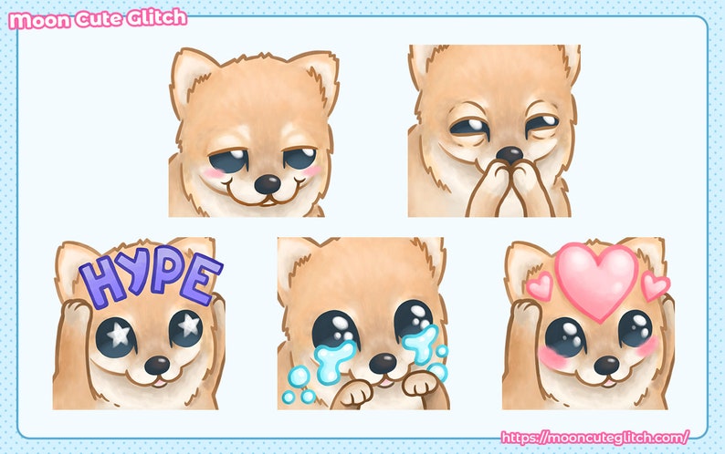 5 Kawaii Puppy Emotes for Streamers / Twitch Youtube Discord Streamer ...