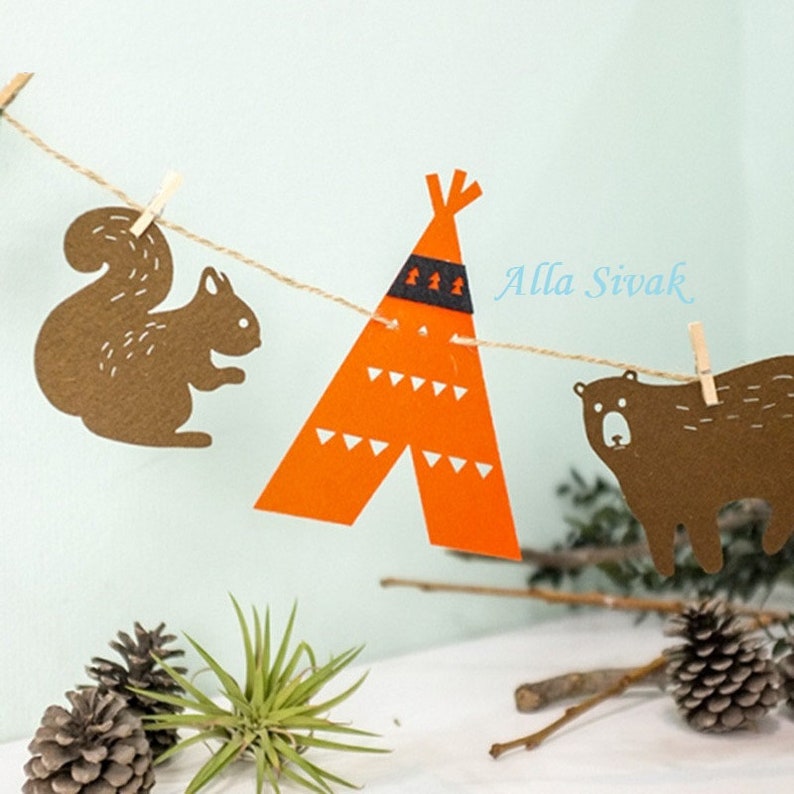 Forest Banner Woodland banner Rustic banner Forest party | Etsy