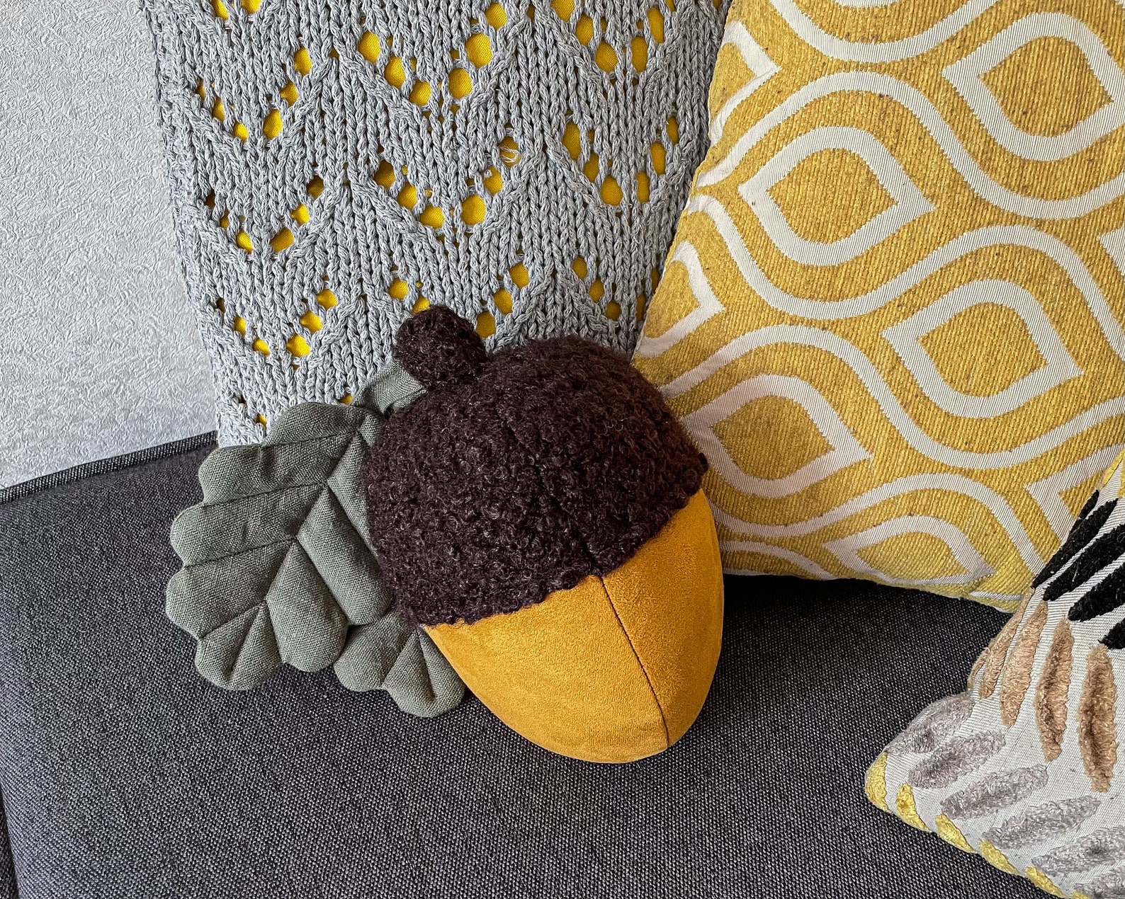 Acorn Pillow Large Acorn Dimensional Acorn Pillow Woodland - Etsy