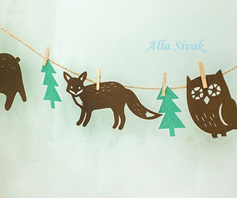 Forest Banner Woodland banner Rustic banner Forest party | Etsy