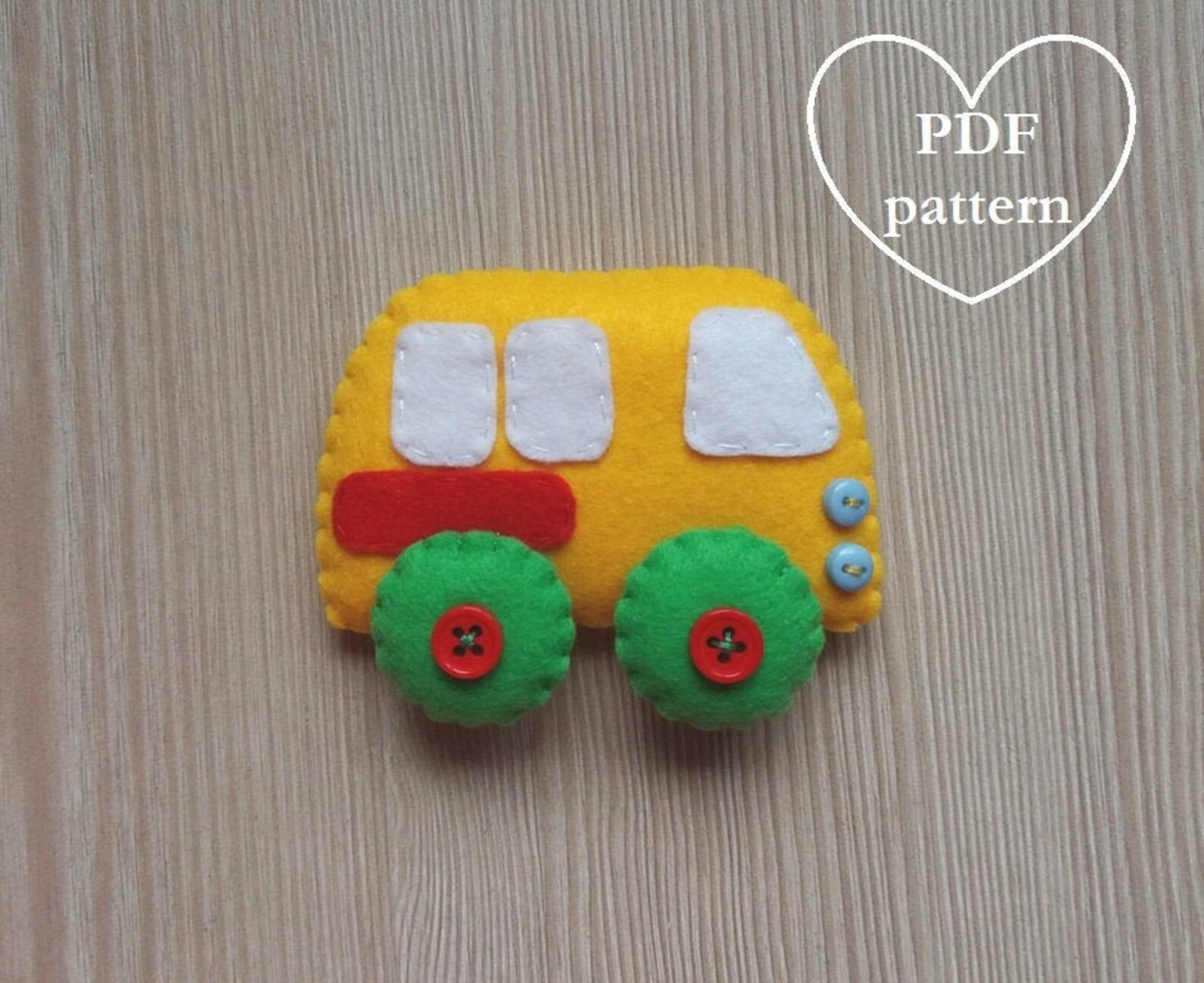 PDF Pattern Felt Bus Ornament Transportation Pattern Felt Sewing ...