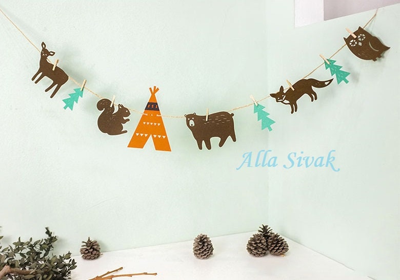 Forest Banner, Woodland Banner, Rustic Banner, Forest Party, Woodland ...