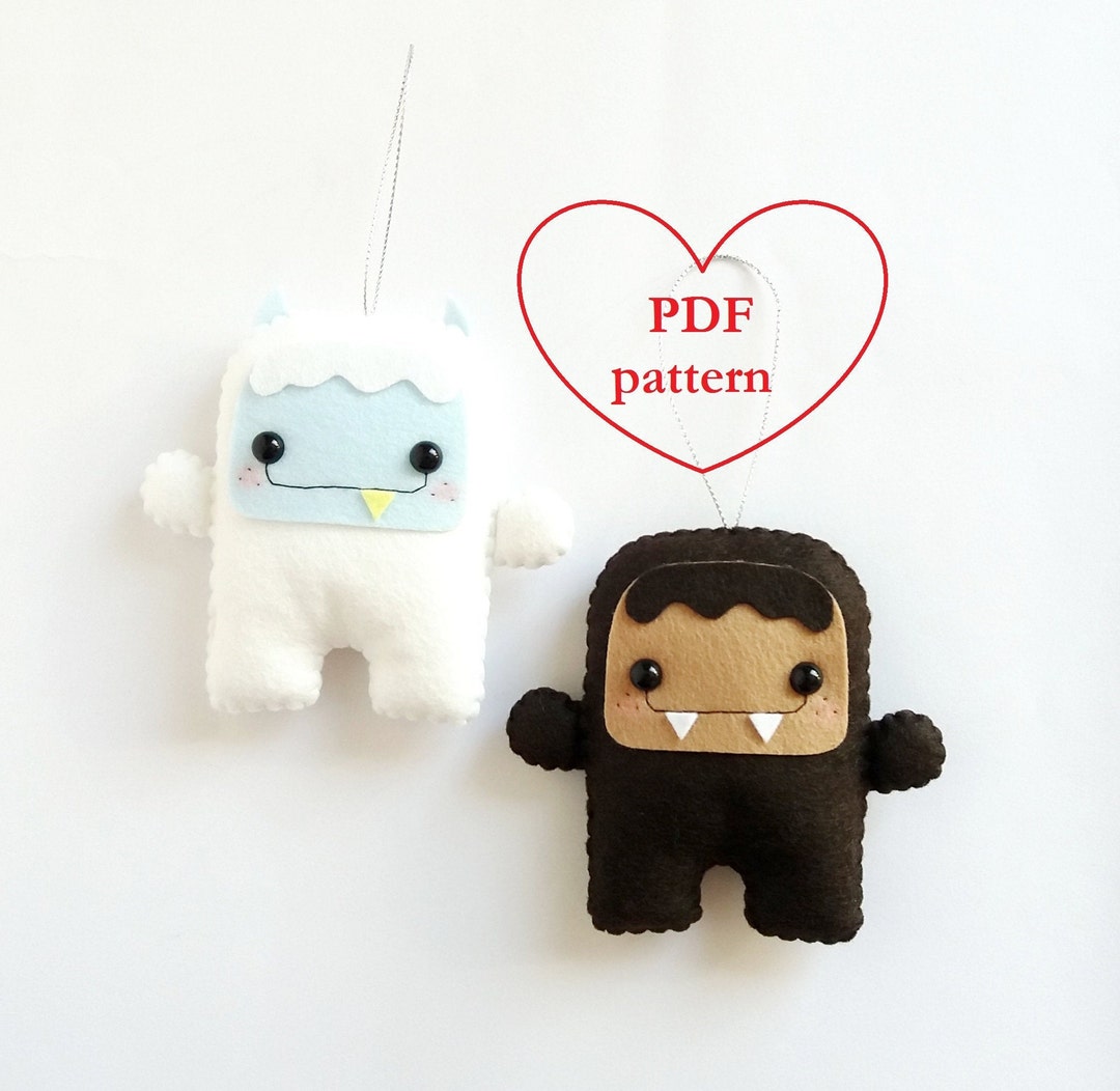 Yeti PDF Pattern, Bigfoot Felt Sewing Pattern, Abominable Snowman ...