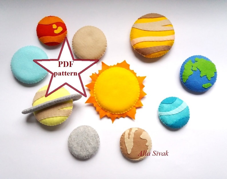 Felt Planets Solar System Garland Instructions Space Felt - Etsy UK