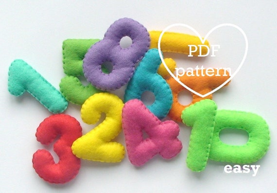 Felt Numbers PDF Pattern 1-10 Soft Toy Colorful Numbers | Etsy