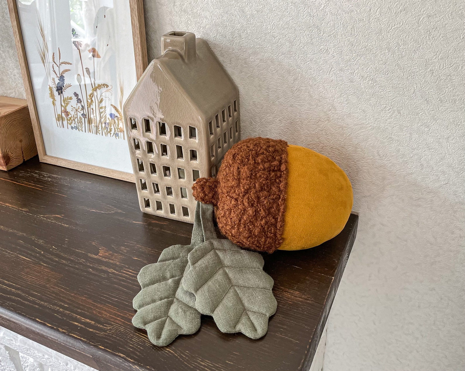 Mustard Color Decor, Farm House Decor, Acorn Toy, Woodland Decor Acorn ...