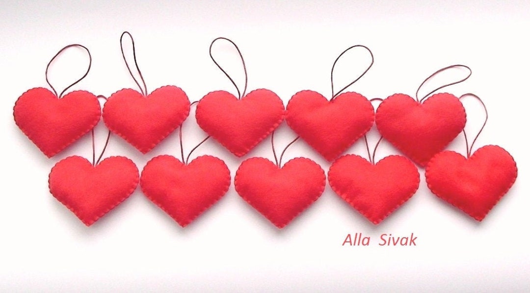 Valentine's Day Decor, Red Heart, Christmas Tree Ornament, Holiday ...
