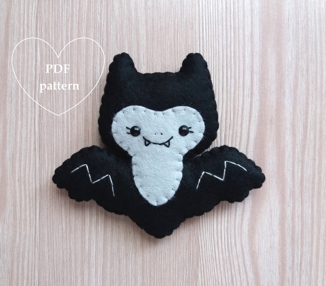 Halloween Bat PDF Pattern, Spooky Bat Decor DIY, Felt Bat Ornament ...
