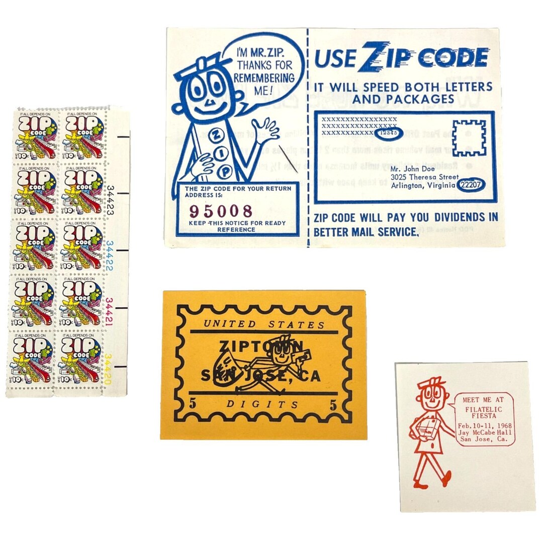 Mr Zip Code Vintage USPS 1974 It All Depends 10c Stamps Guide 1966 ...