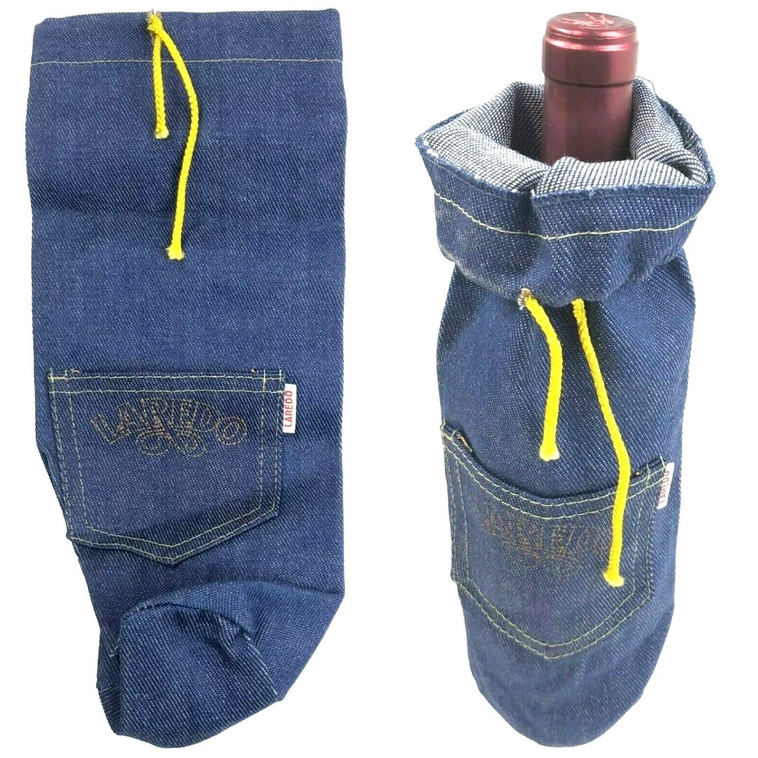 Laredo Western Wear Vintage Denim Wine Bottle Bag 1980s Jean Pocket ...