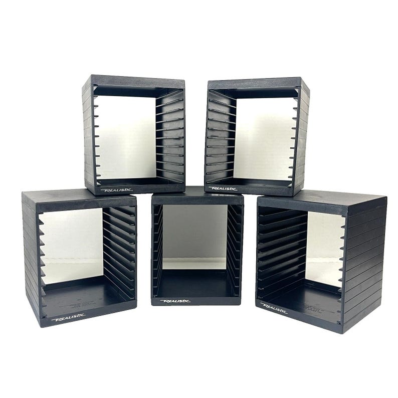 Realistic CD Storage 5 Vintage Organizer Racks Boxes 10 Disc Capacity ...
