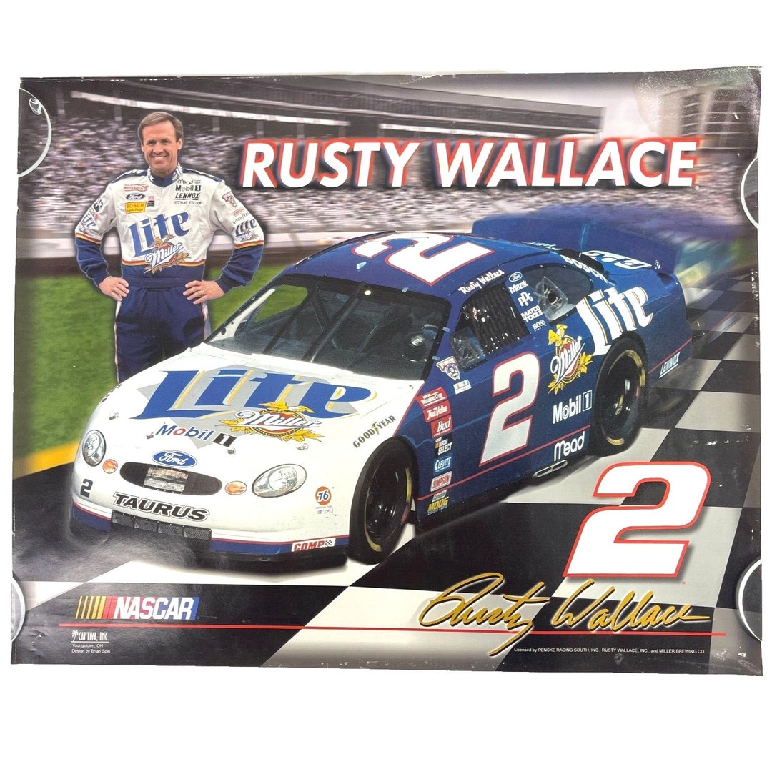 Rusty Wallace Vintage NASCAR Racing Poster 15" X 19" Miller Lite Beer ...