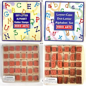 Hero Arts Upper + Lower Case Dot Letter Alphabet Sets 60 Mini Rubber ...
