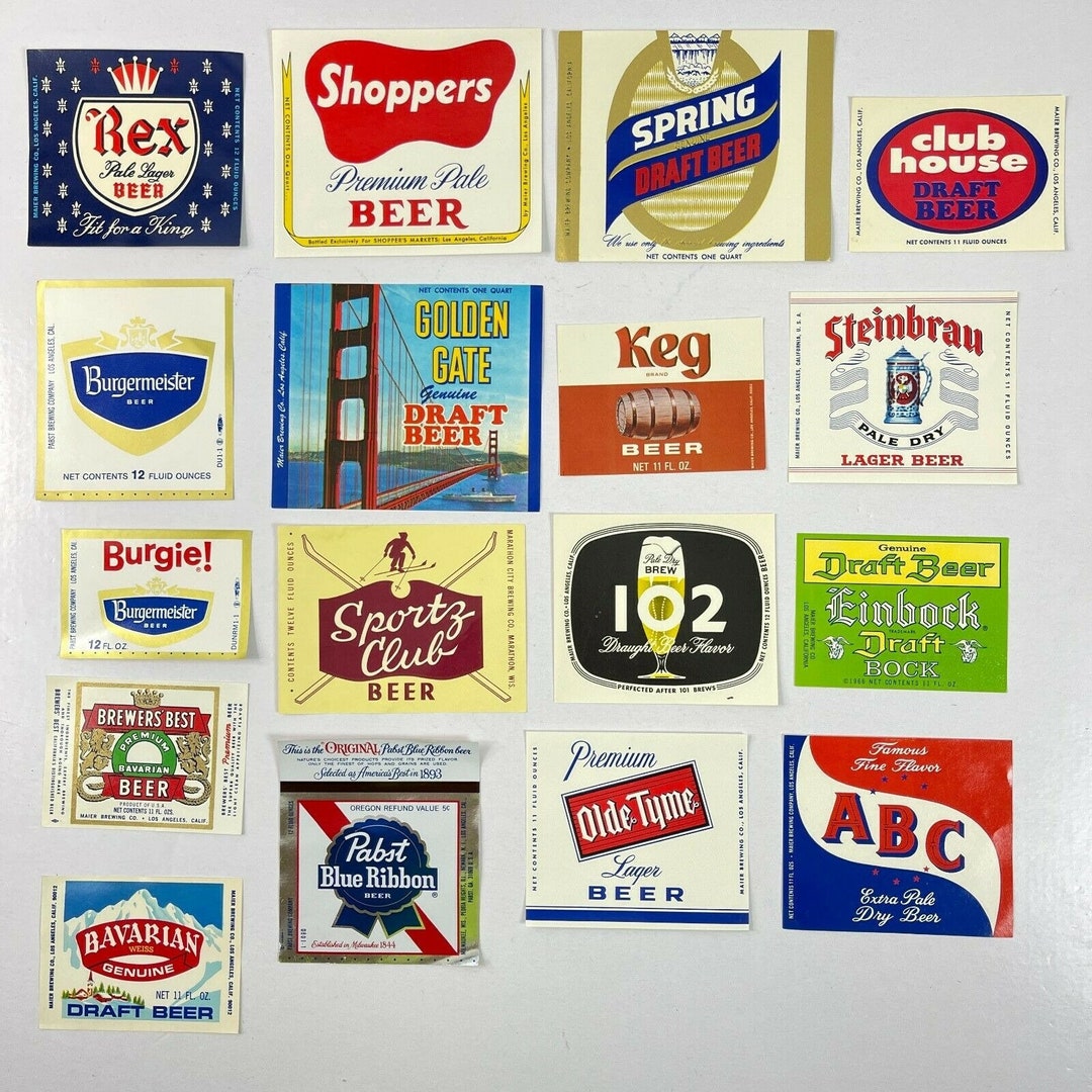 Vintage 17 Beer Label Bundle '60s PBR ABC Rex 102 Golden Gate Einbock ...
