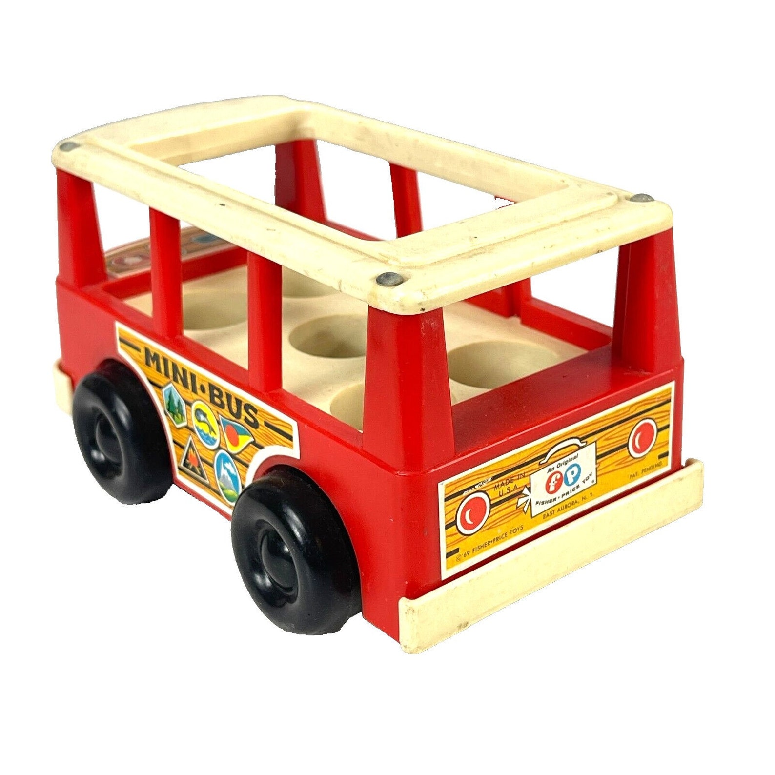 Fisher-price Vintage Mini Bus 1969 USA Made Little People Plastic Toy 5 ...