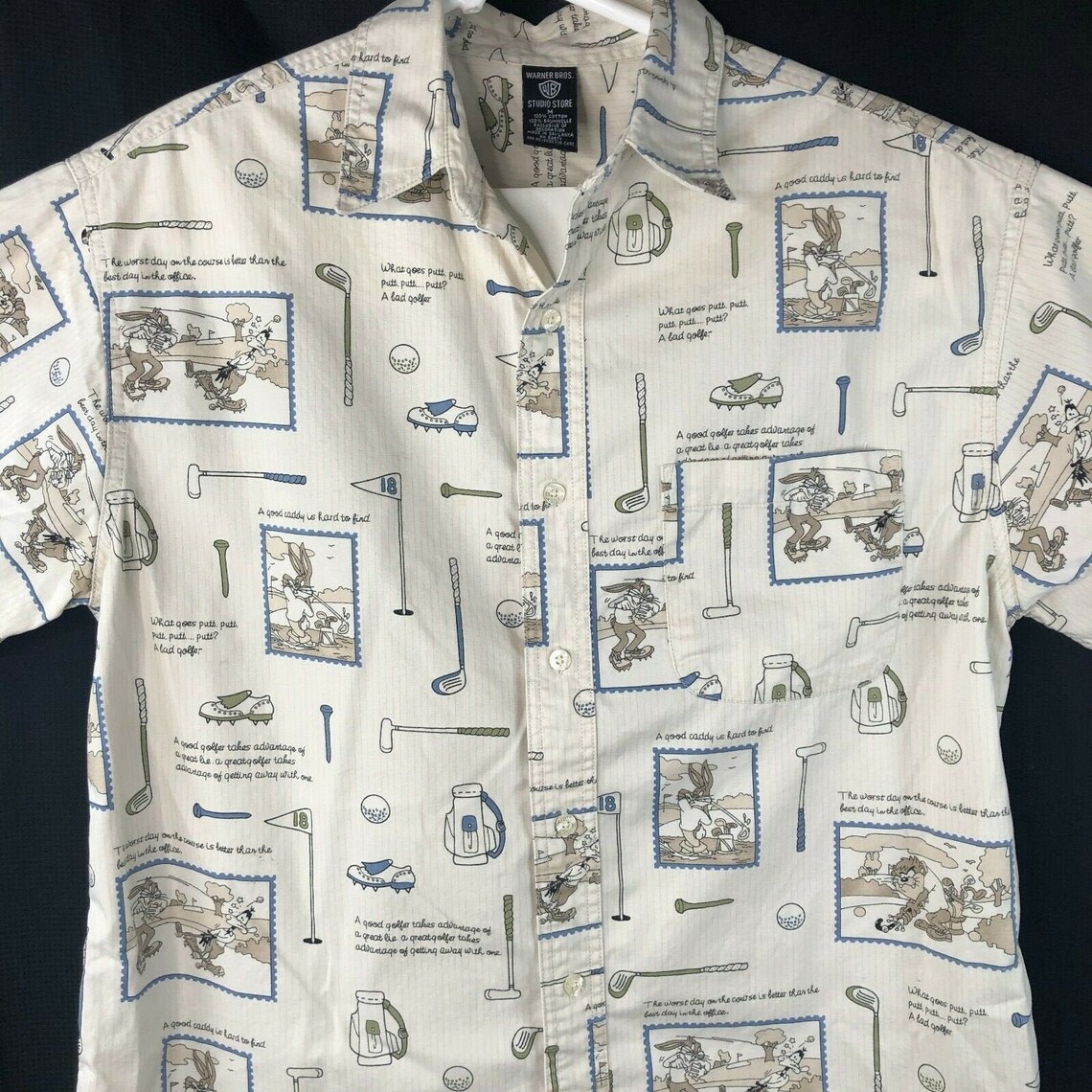 Vintage Bugs Bunny Taz Daffy Golf Medium Button Shirt Mens M - Etsy
