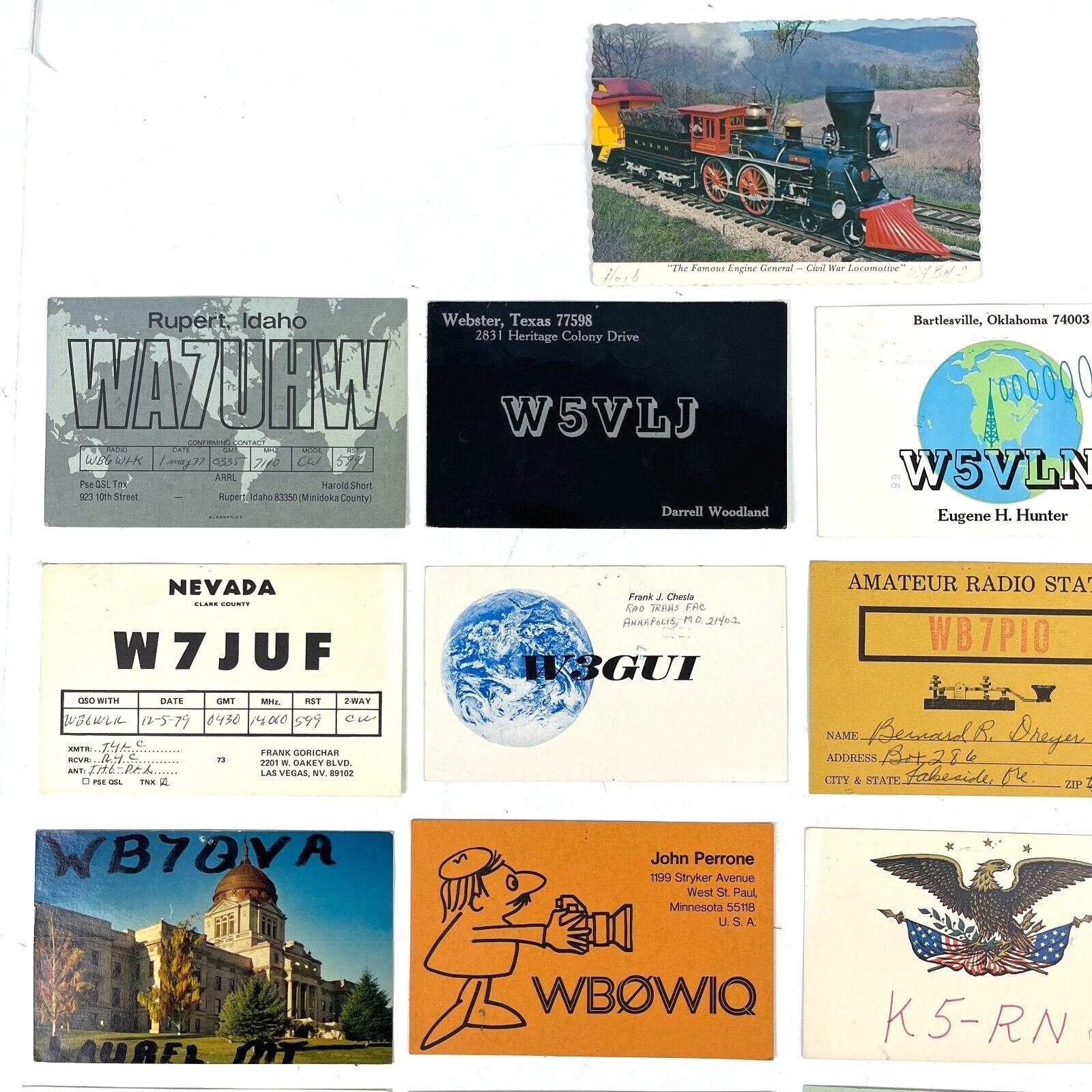 Amatuer Ham Radio Vintage QSL Card 21 Bundle 1970s/80s USA Many States ...