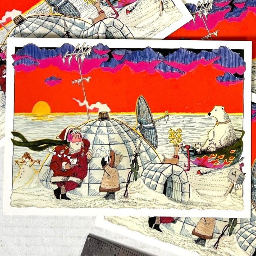 Santa Eskimo Christmas 5 Vintage Postcards the Morning After Don ...