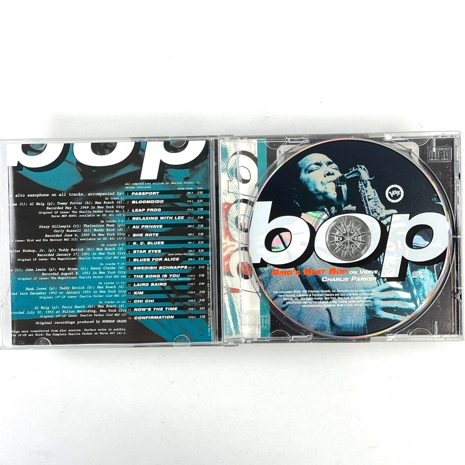 Charlie Parker Bird's Best Bop CD 1995 Verve Jazz Alto Saxophone Icon ...
