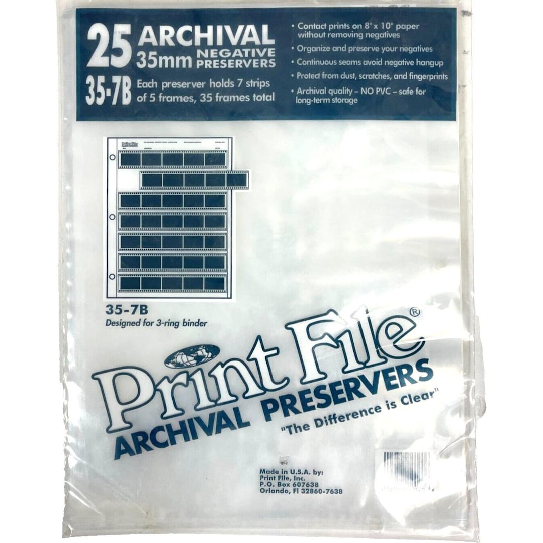 Print File 35mm Negative Strip Vtg Arhival Preservers 35-7B for 3-ring ...