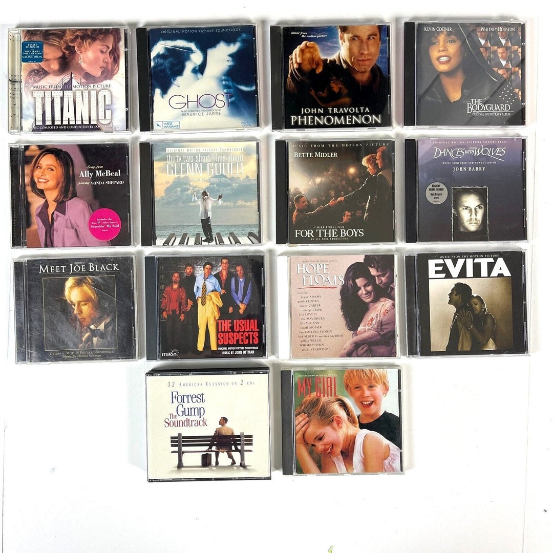 1990s Movie Soundtracks 15 CD Bundle Evita Titanic Gump Bodyguard Ghost ...