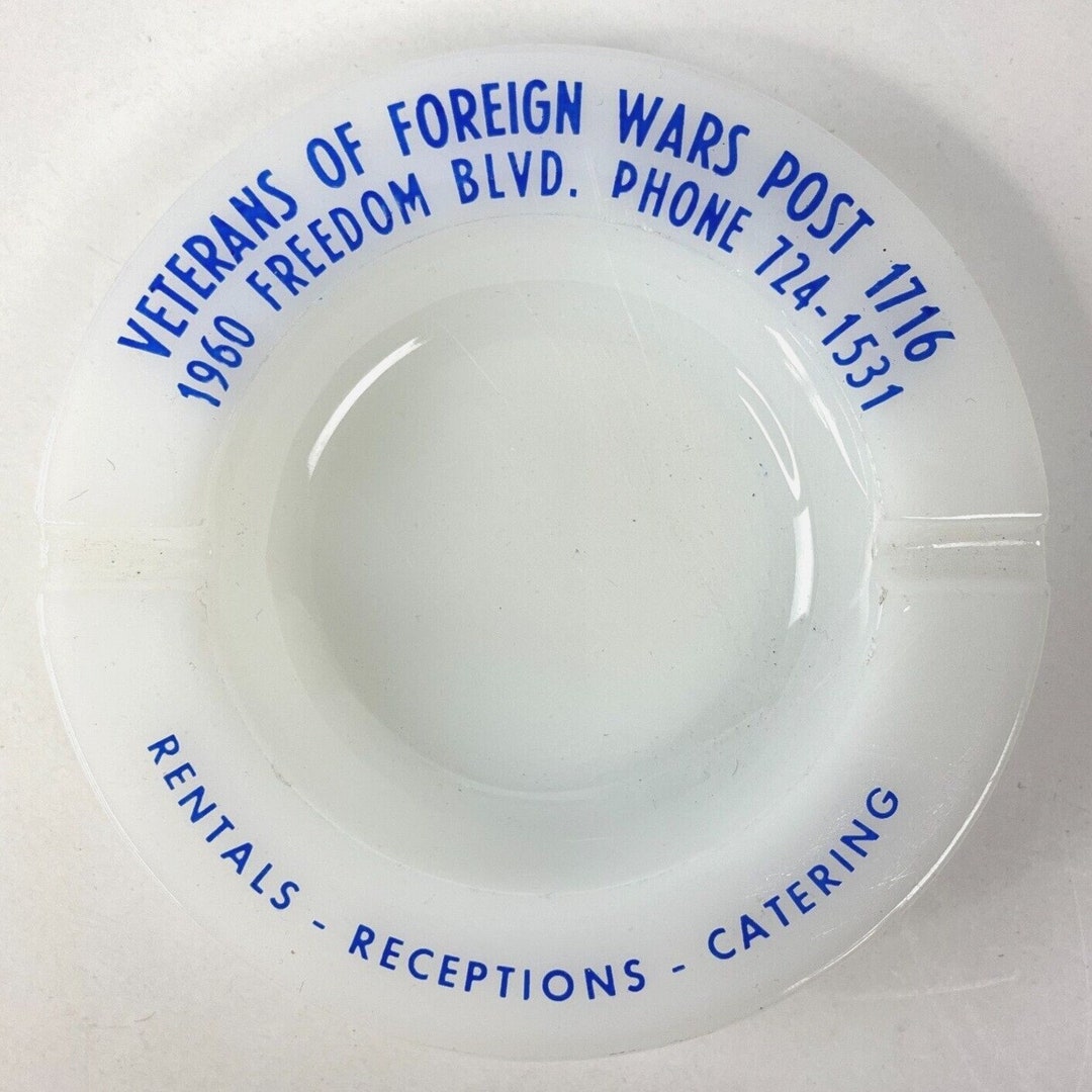 VFW Post 1716 Freedom CA Vintage Ashtray Coaster Milk Glass - Etsy
