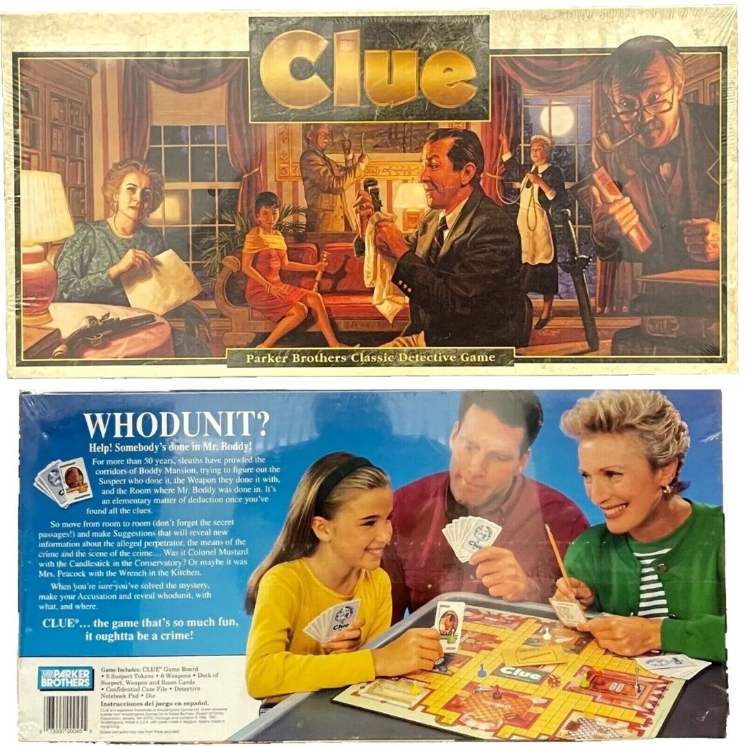 Clue Vintage 1992 Board Game Classic Whodunit Parker Brothers New ...