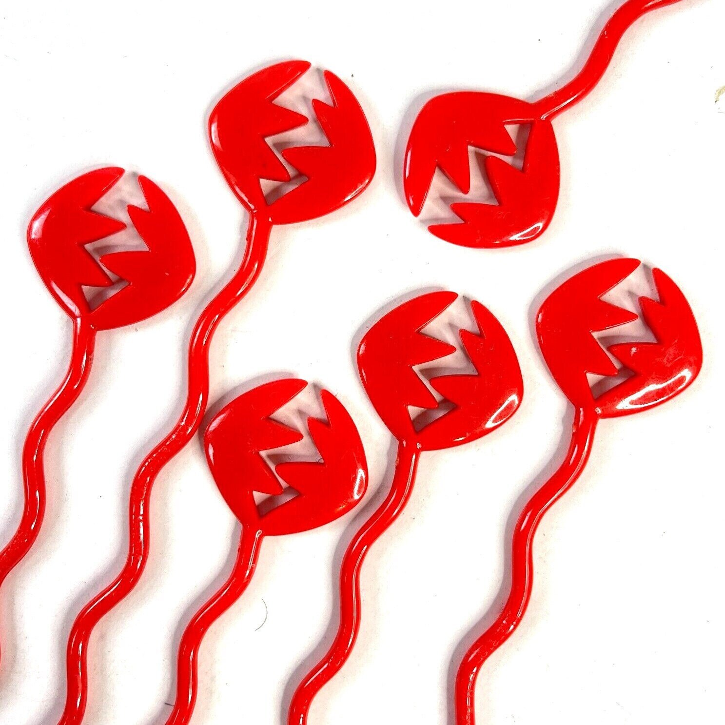 Seafood Restaurant Red Crab Claw 6 Squiggly Swizzle Stir Stick Bundle ...