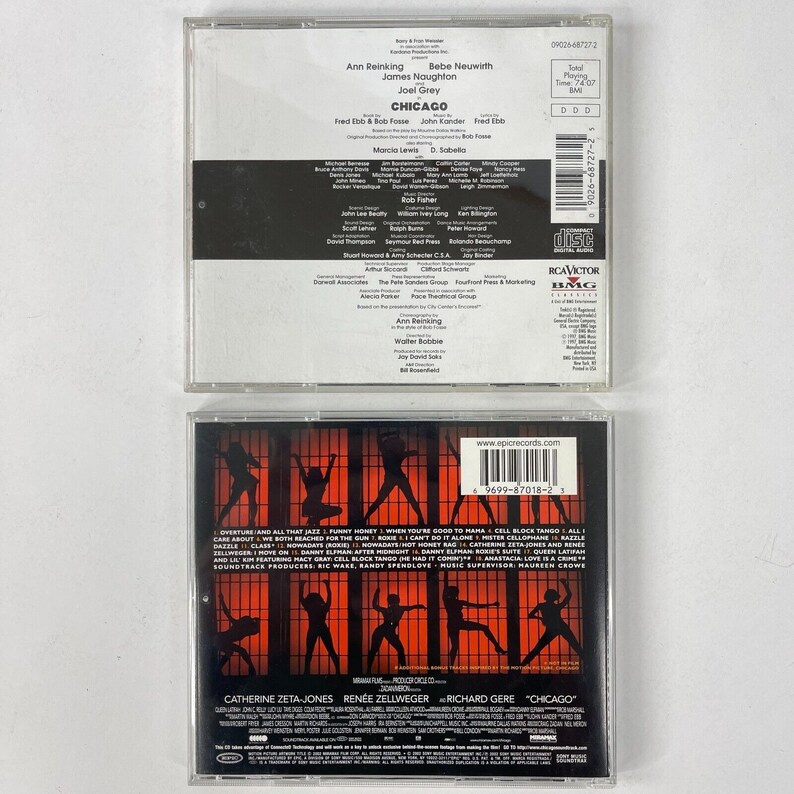 Chicago Broadway Musical 1997 + Movie Soundtrack 2002 2 CD Bundle Gere ...