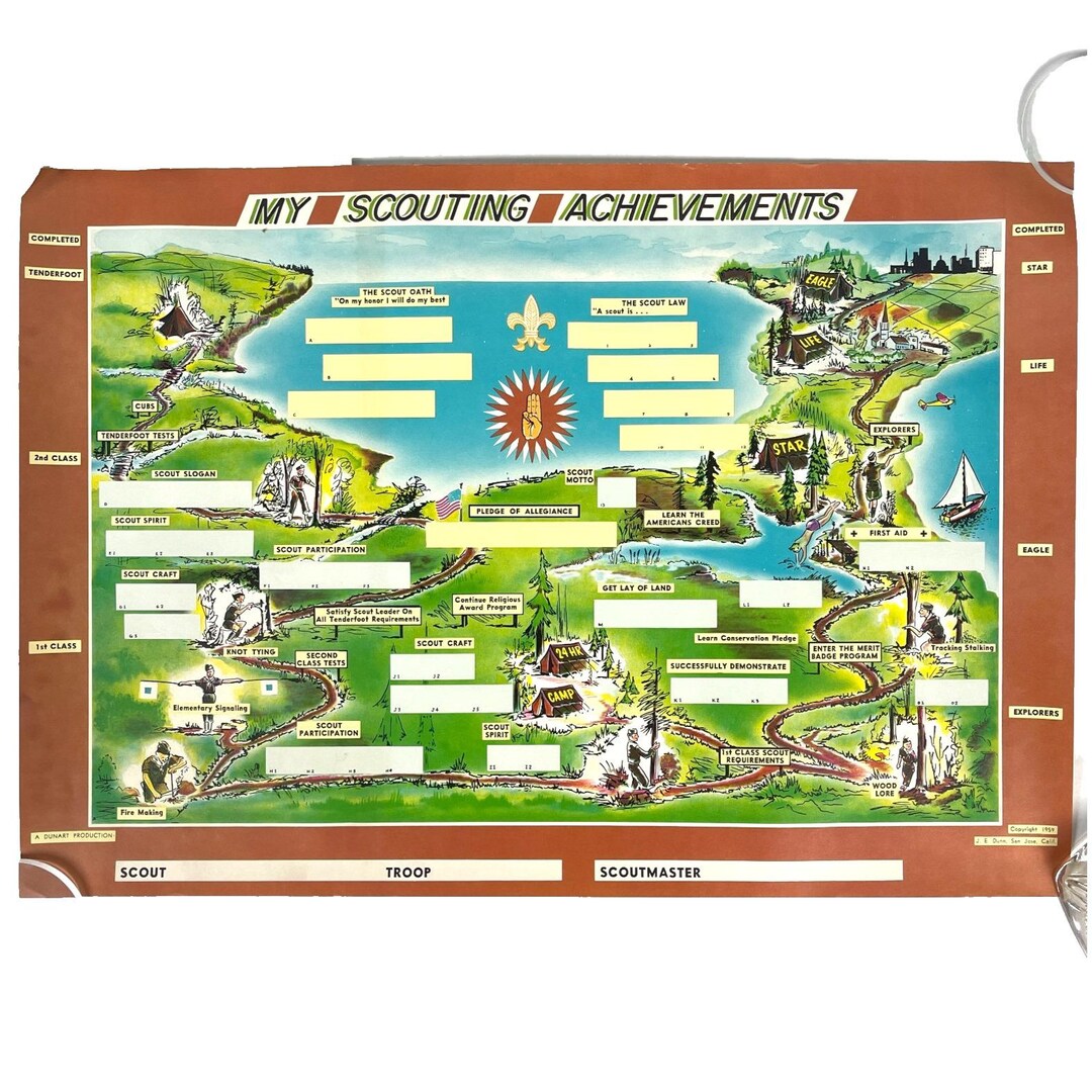 My Scouting Achievements Vintage 13x19 BSA Poster Boy Scouts 1959 ...