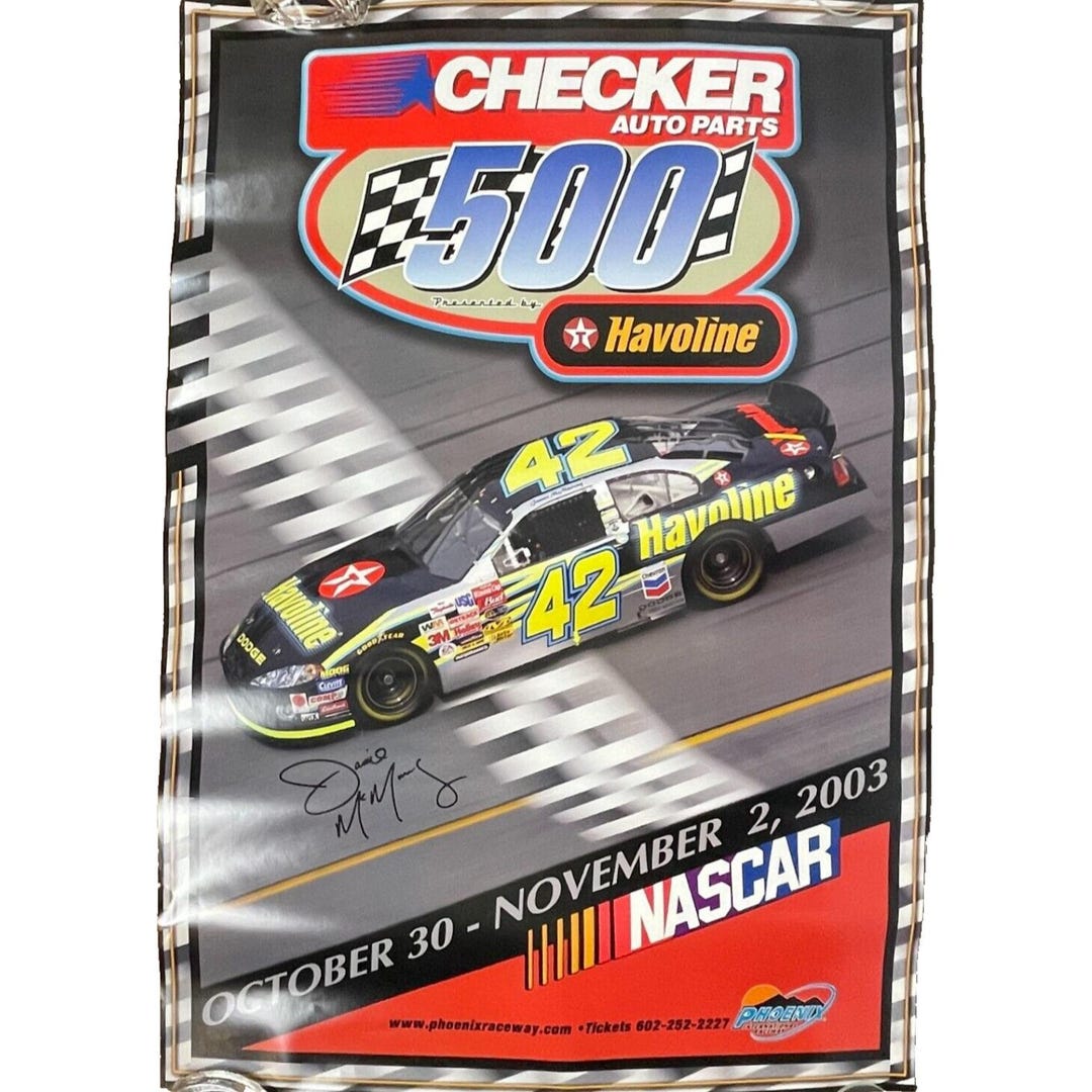 Jamie Mcmurray Checker 500 NASCAR Race 2003 Vintage Poster 26 X 38 ...