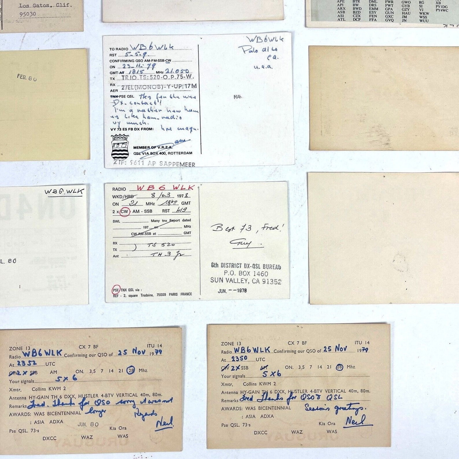 International Amatuer Ham Radio Vintage 11 QSL Card Bundle 1970s/80s ...