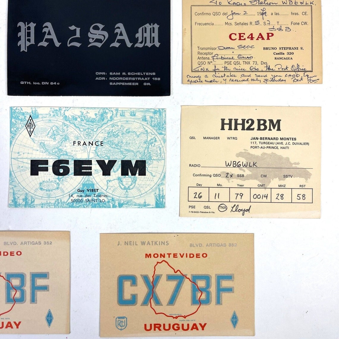 International Amatuer Ham Radio Vintage 11 QSL Card Bundle 1970s/80s ...