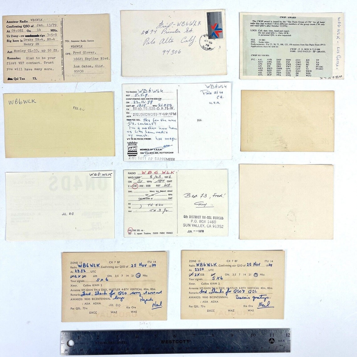 International Amatuer Ham Radio Vintage 11 QSL Card Bundle 1970s/80s ...