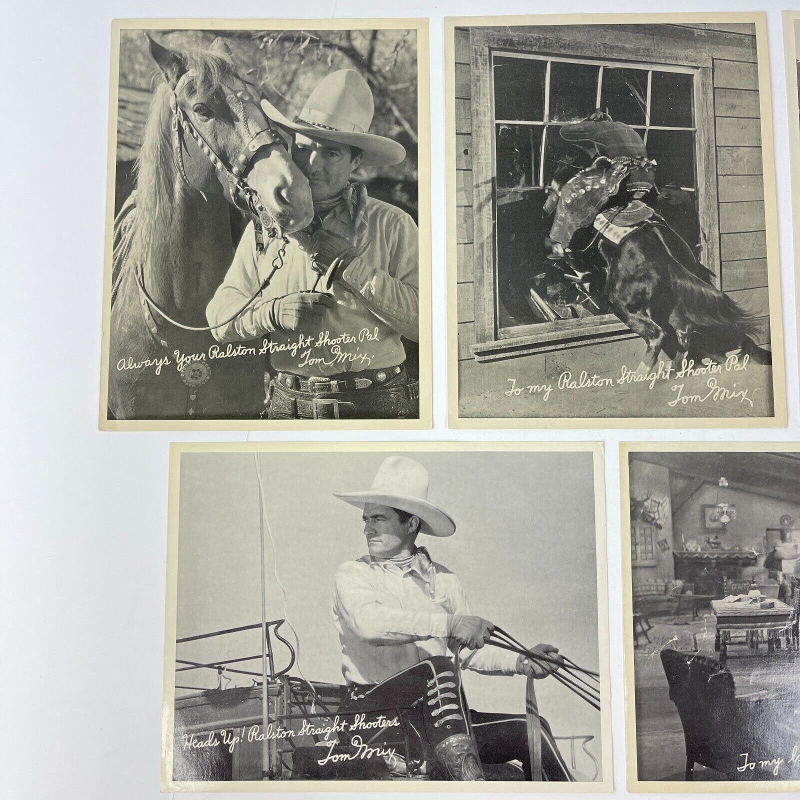 Tom Mix and the Straight Shooters 6 Cowboy Signed Prints Ralston Cereal ...