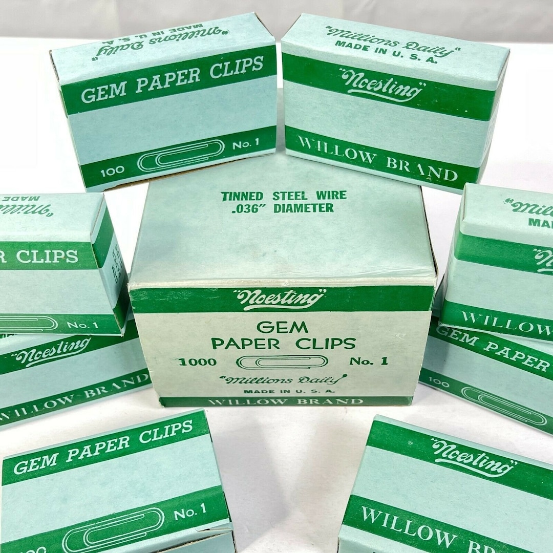 Vintage Willow No 1 Gem Paper Clips 10 Box Case 1000 Made in USA ...