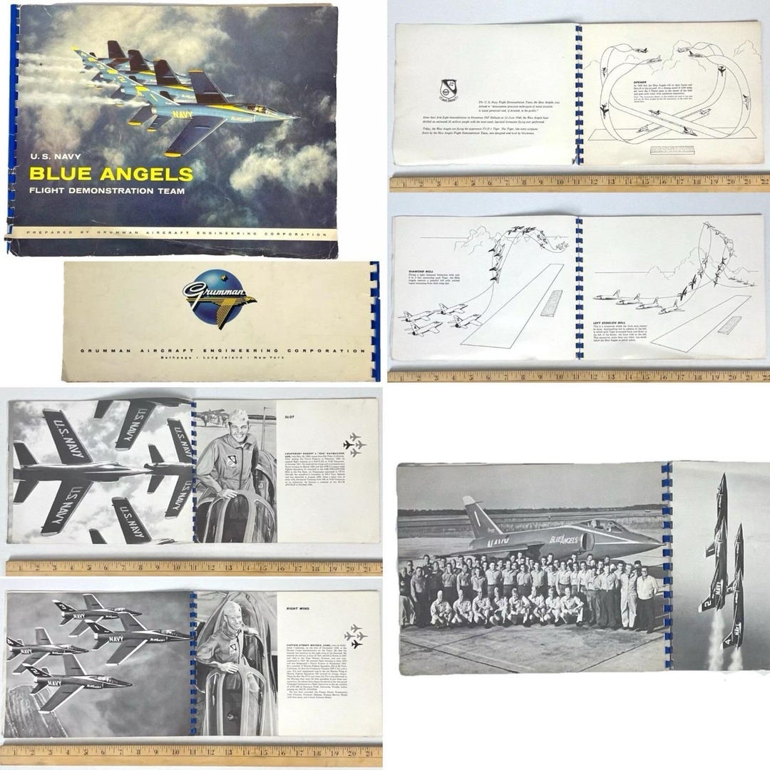 US Navy Blue Angels Flight Demonstration Team Vintage Grumman Aircraft ...