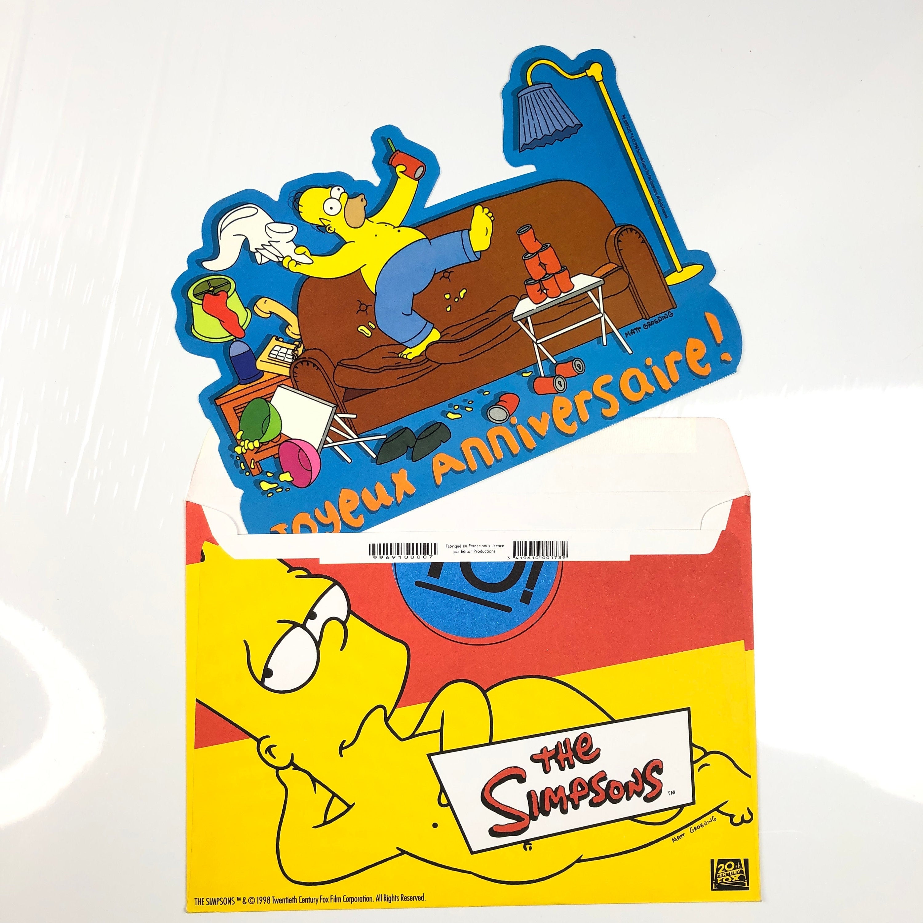 Vintage the Simpsons Homer Couch Happy Birthday 1998 Large French ...