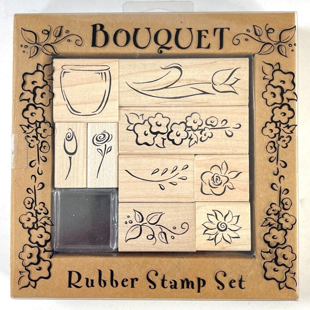 Bouquet Vintage Rubber Stamp Set All Night Media #2404R New 9 Unmounted ...