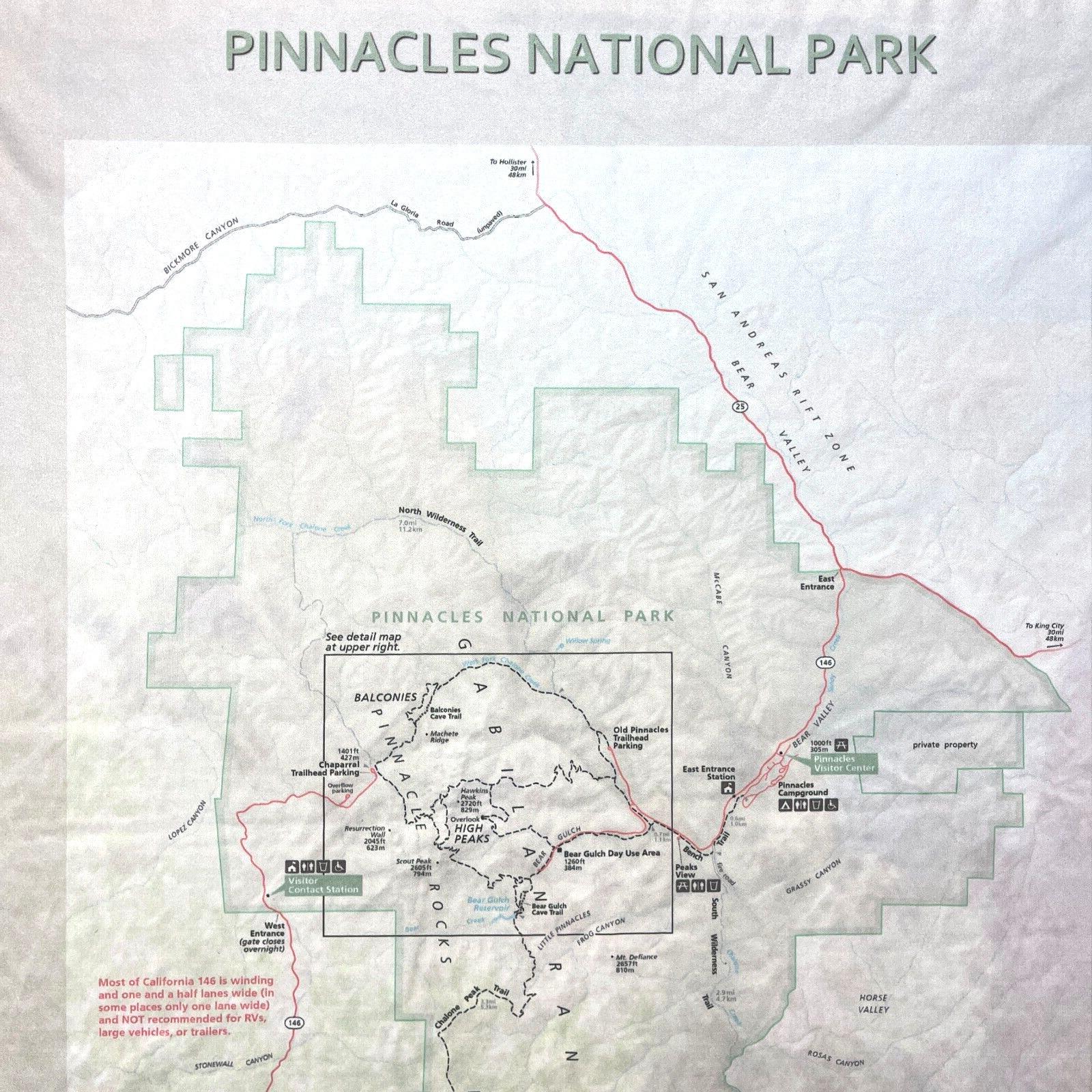 Pinnacles National Park Map Finest Micro Fiber Bandanna Handkerchief ...