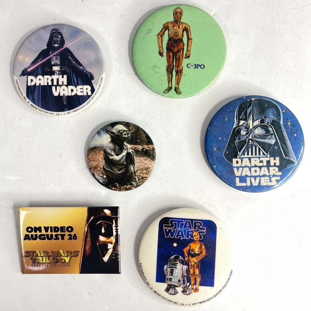 Star Wars 6 Vintage Movie Button Bundle 1970s-90s Darth Vader Yoda C3 ...