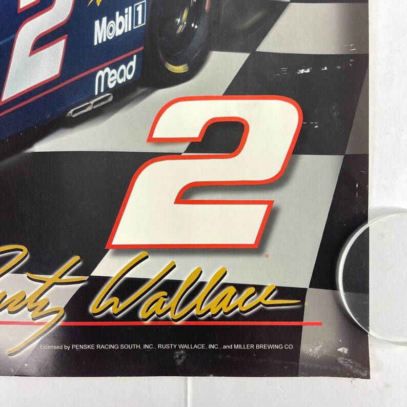 Rusty Wallace Vintage NASCAR Racing Poster 15" X 19" Miller Lite Beer ...