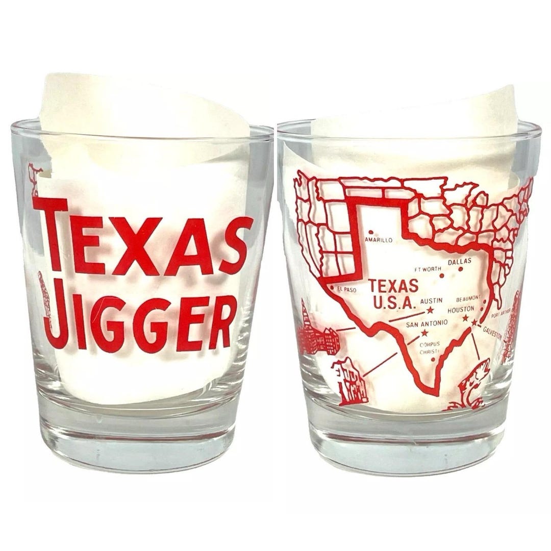 Texas Jigger Big Map Vintage Old Fashioned 14oz Double Rocks (1 ...